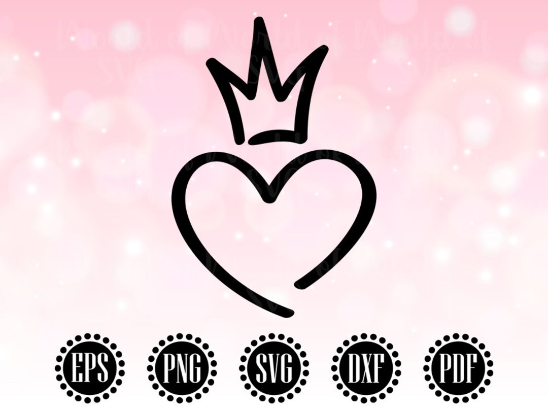 Heart SVG, Princess Crown SVG, Love SVG Cut File, Crown Clipart, Hearts ...