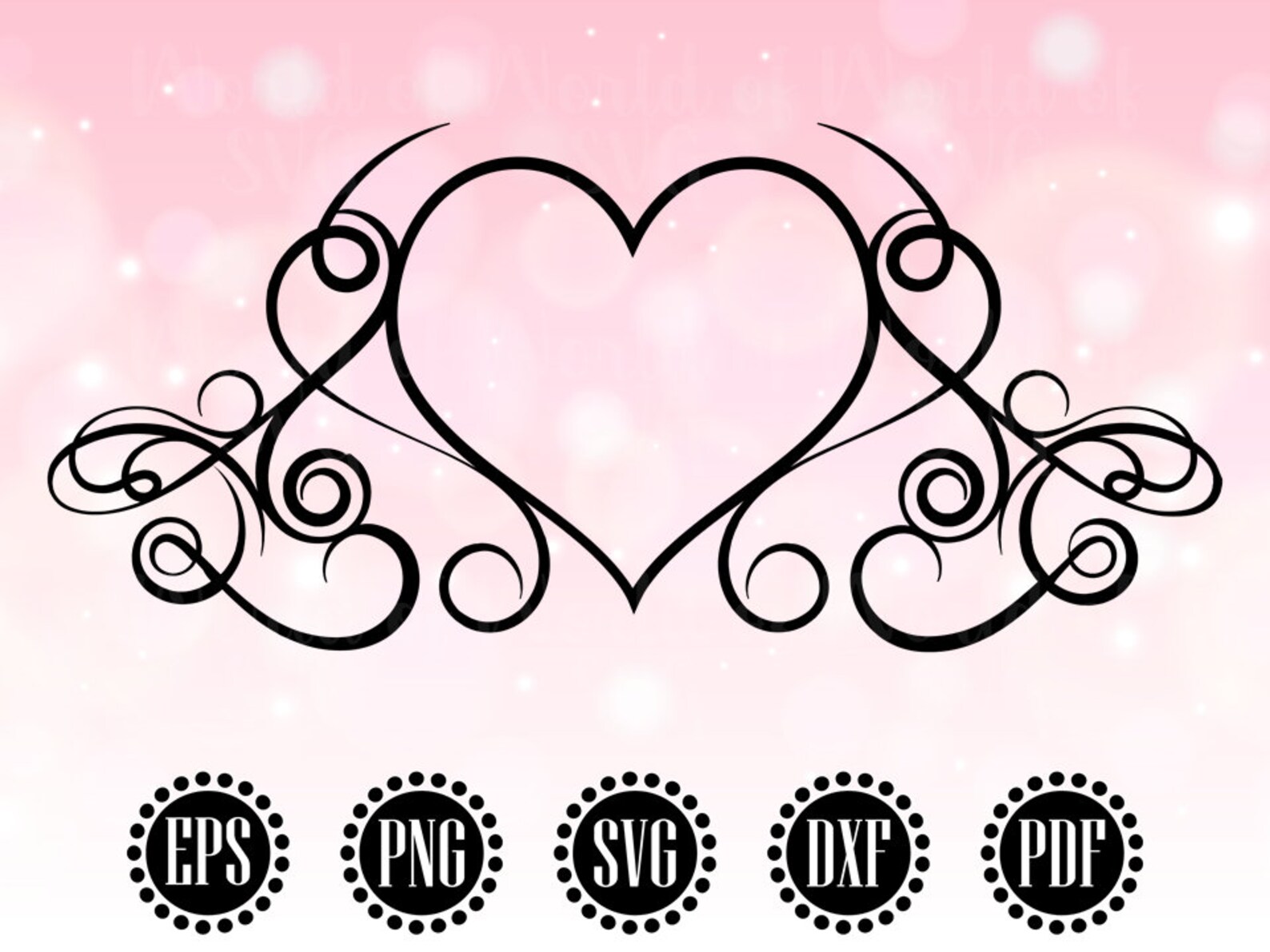 Heart Swirl SVG Flourish SVG Fancy Swirls Clipart Wedding | Etsy