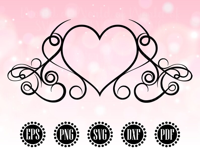 Heart Swirl SVG Flourish SVG Fancy Swirls Clipart Wedding | Etsy