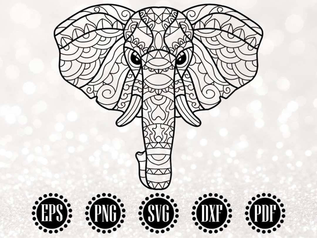 Elephant Zentangle SVG, Elephant Clipart Download, Intricate SVG File ...