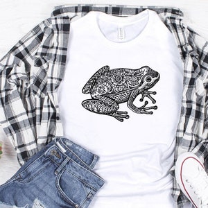 Zentangle Frog SVG Silhouette Download, Mandala Frog SVG, Boho Frog ...