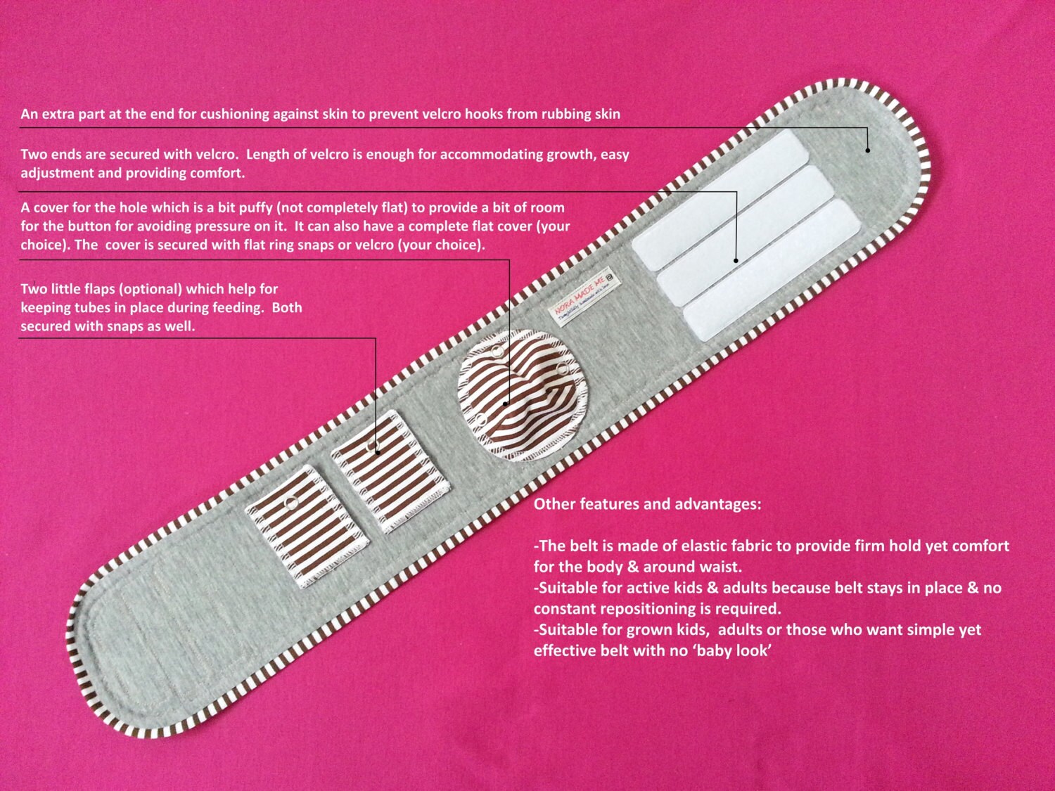 FREE 10 Pads, G-tube Belt (20-29"), Belly Belt, Mic-key Button, G-tube ...