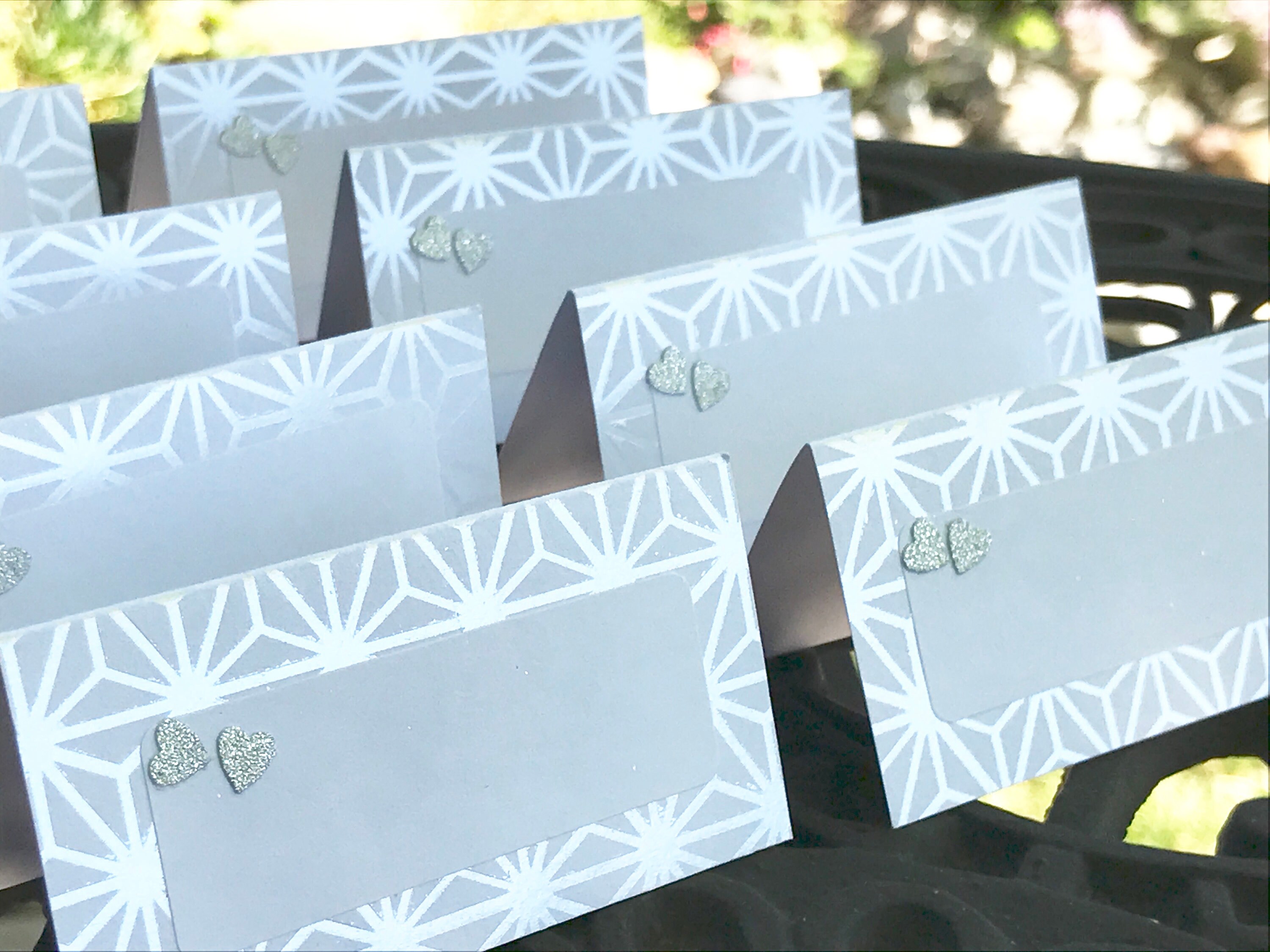 Elegant Place Card, Seating Chart Card, Glittery Hearts Place Card ...