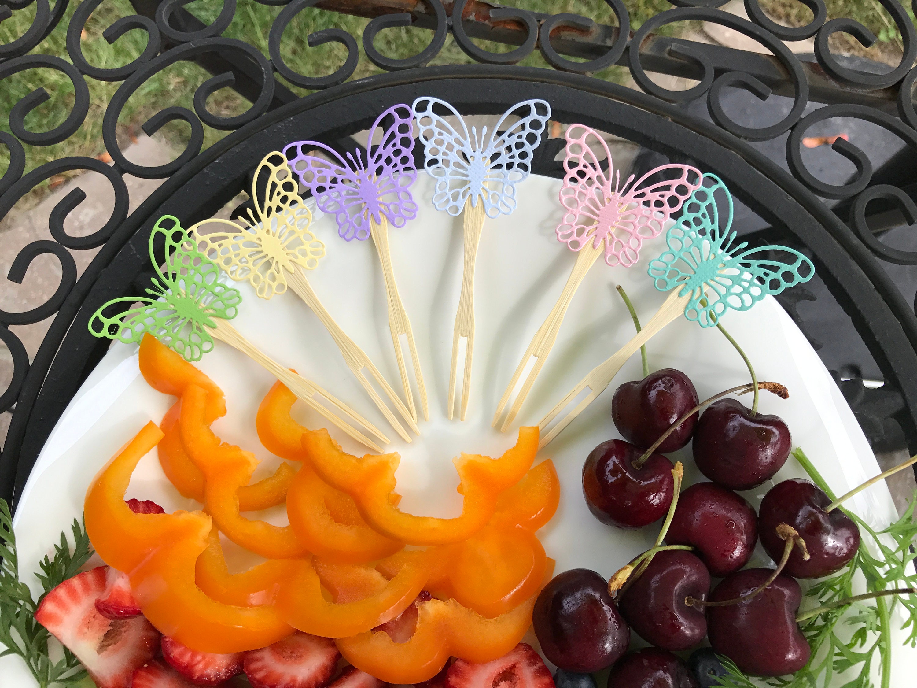 Handmade Butterfly Dessert Picks, Wooden Butterfly Appetizer Picks ...