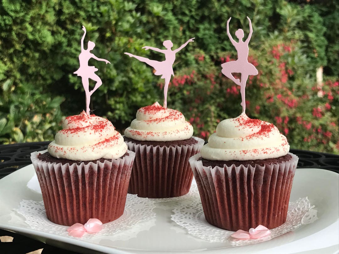 Pink Ballerina Cupcake Toppers, Ballet Theme Cupcake Toppers, Dance ...