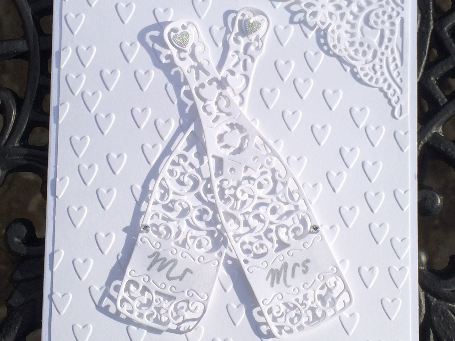 Handmade Wedding Card Elegant Wedding Champagne bottle | Etsy