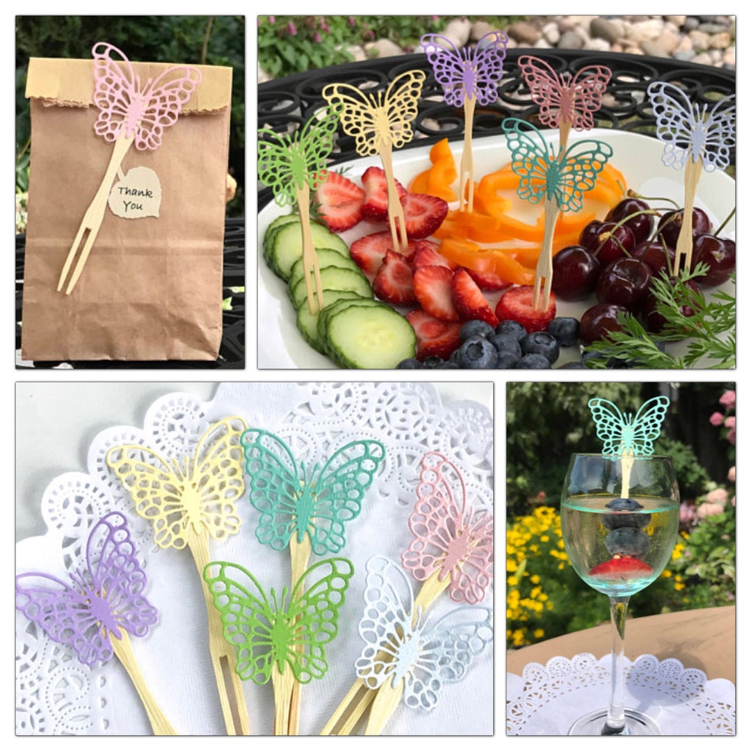 Handmade Butterfly Dessert Picks, Wooden Butterfly Appetizer Picks ...