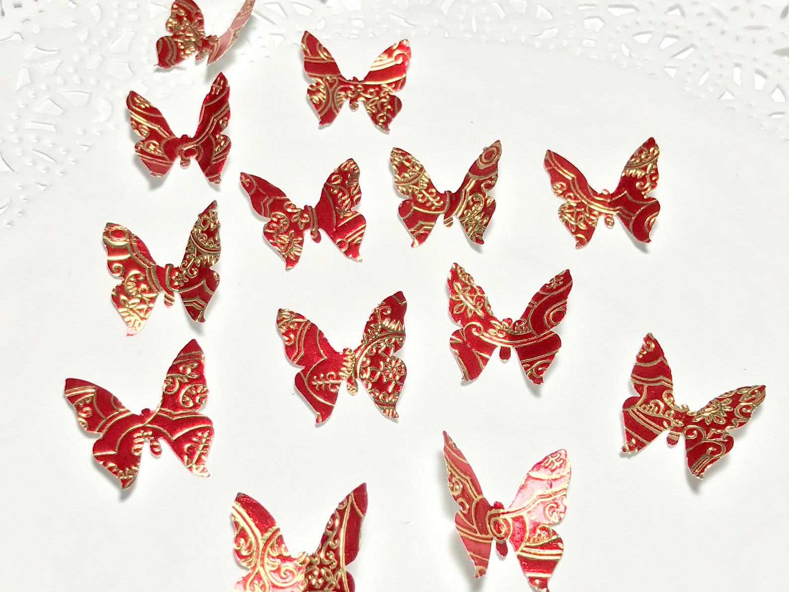 50 Gold and Red Metallic Butterfly Confetti, Wedding Confetti ...