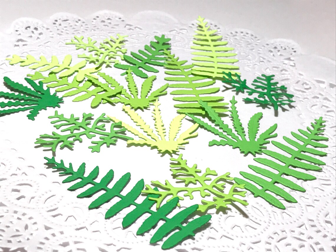 Green Fern Cutouts, Green Leaves Cutouts, Folliage Confetti, Nature ...