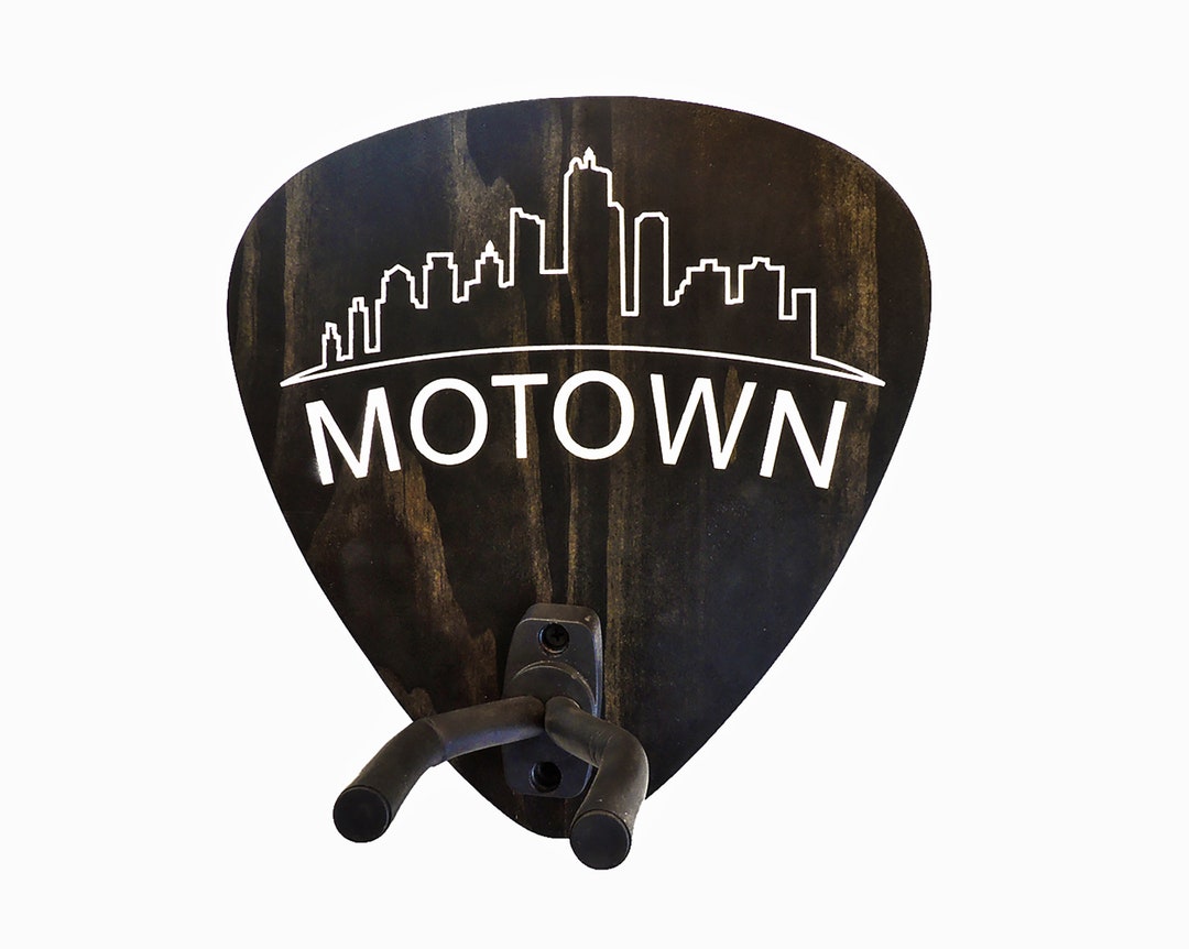 Motown Engraved Pick Shaped Guitar Hanger - Wall Mount for Guitar, Bass ...