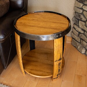 Handmade Whiskey Barrel End Table - Rustic Barrel Head Furniture for ...
