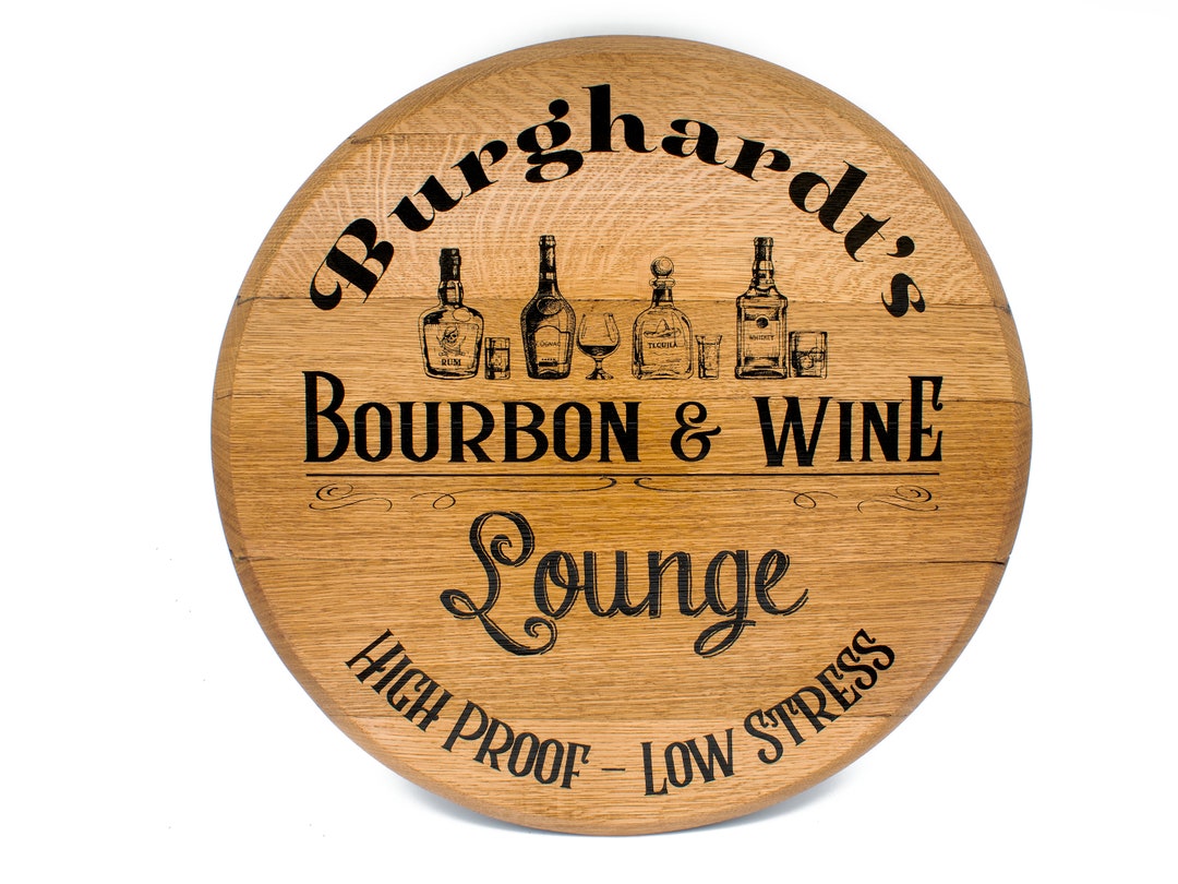 Personalized Whiskey Barrel Head Sign: Last Name - Bourbon & Wine ...
