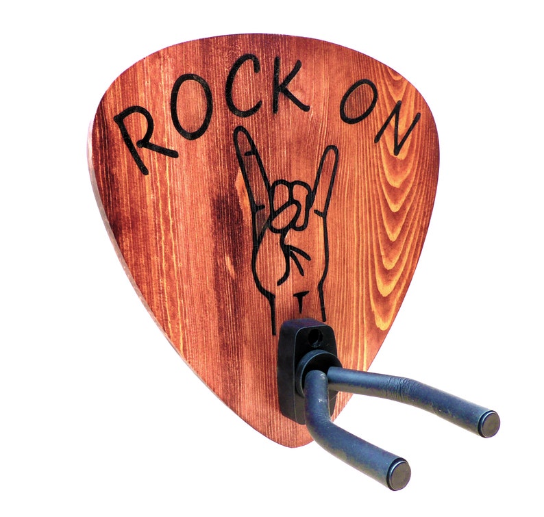Wall Mount Guitar Hanger Rock on Guitar Hanger Pick Shaped - Etsy
