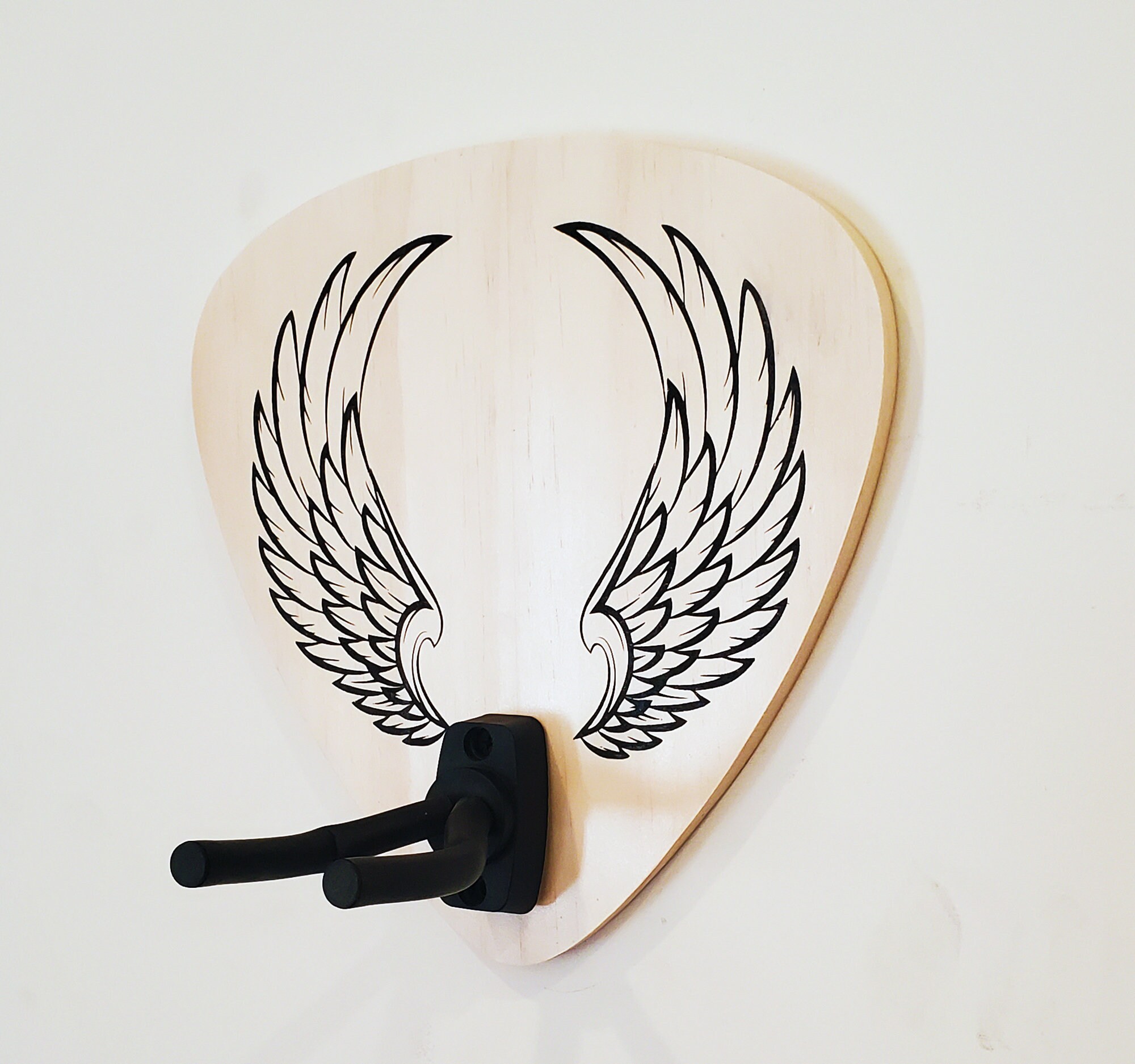 Guitar Pick Shaped Wall Mount Hanger Wings Laser Engraved | Etsy