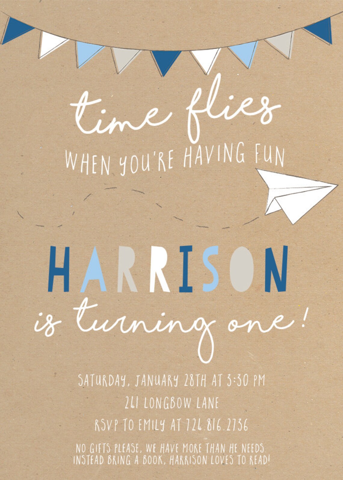Time Flies Paper Airplane Boy Birthday Invitation First - Etsy