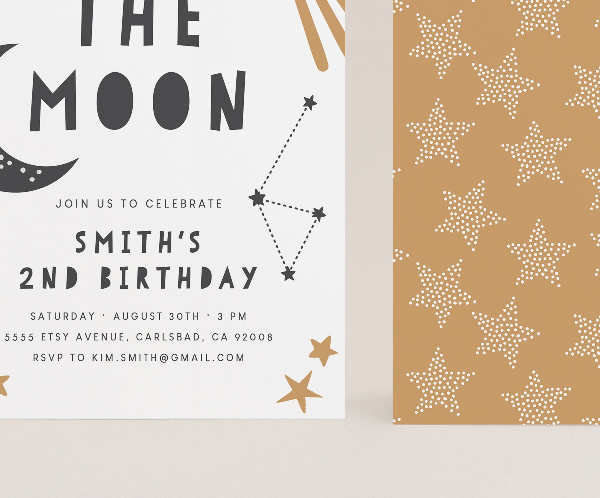 Two the Moon Birthday Invitation Space Outerspace Birthday - Etsy