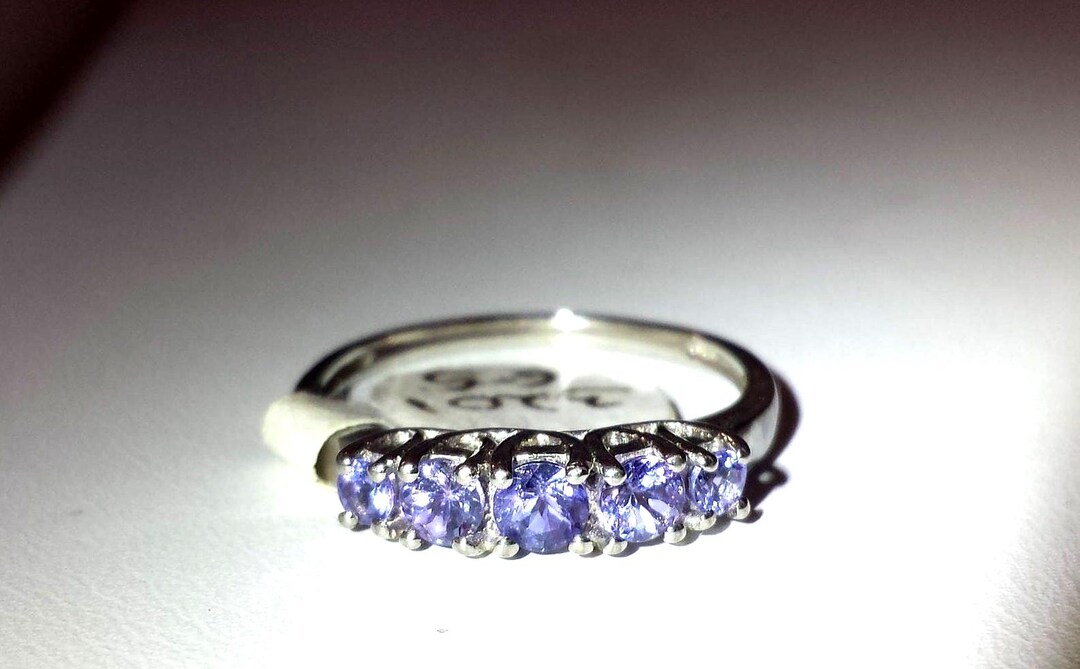 Handmade Tanzanite Sterling Silver Band Ring, Rhodium Plated, December ...