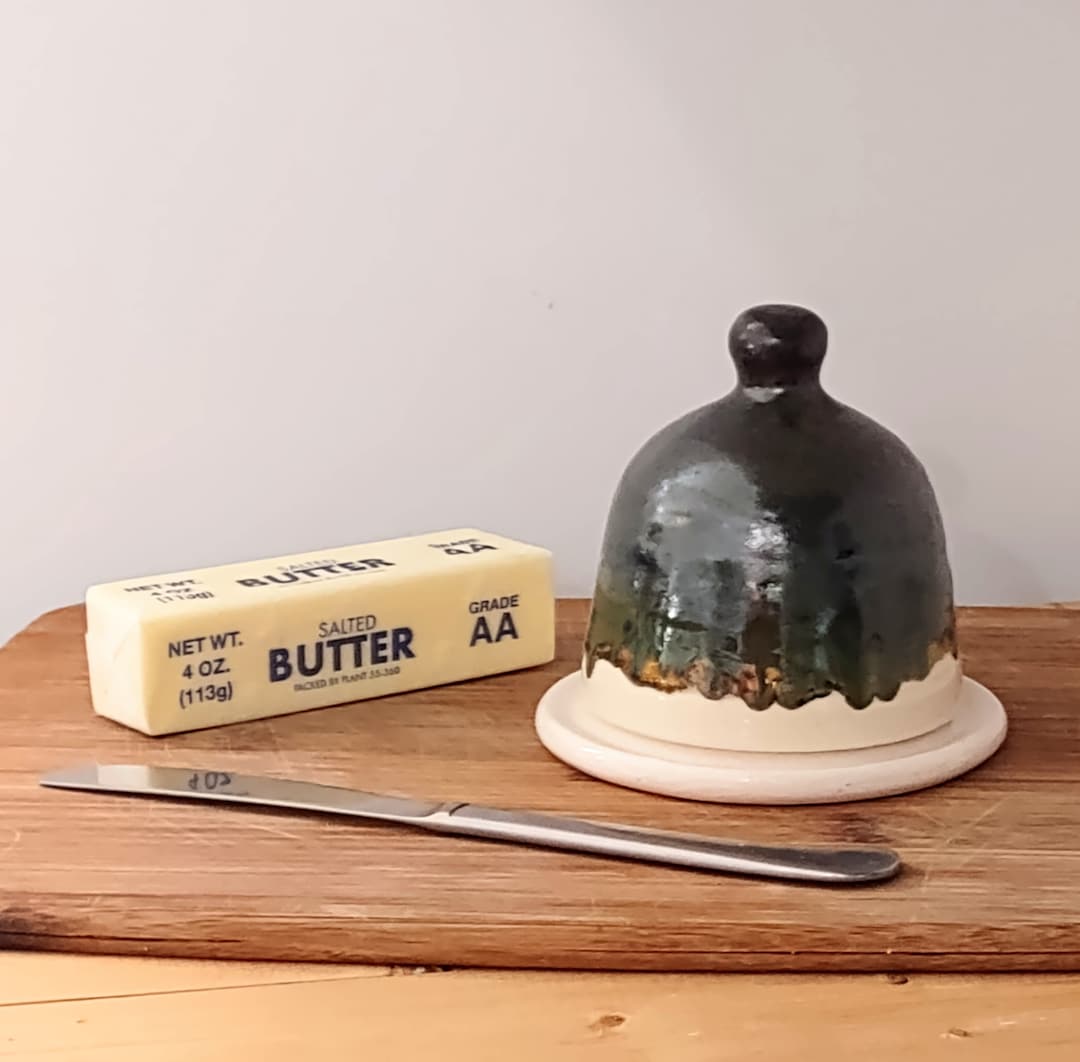 Ceramic Butter Cloche, Neat & Tidy Domed Butter Dish. Slate Metallic ...