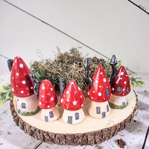 Ceramic Amanita Mushroom Tiny Houses for Terrariums, Aquariums ...