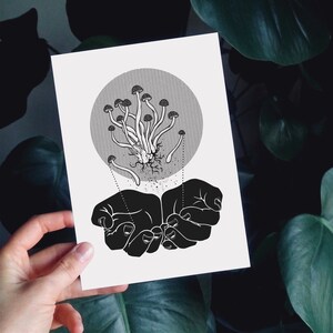 PSILOCYBIN | Mushroom Art Print | Fungus Wall Art | Trippy Line Art ...