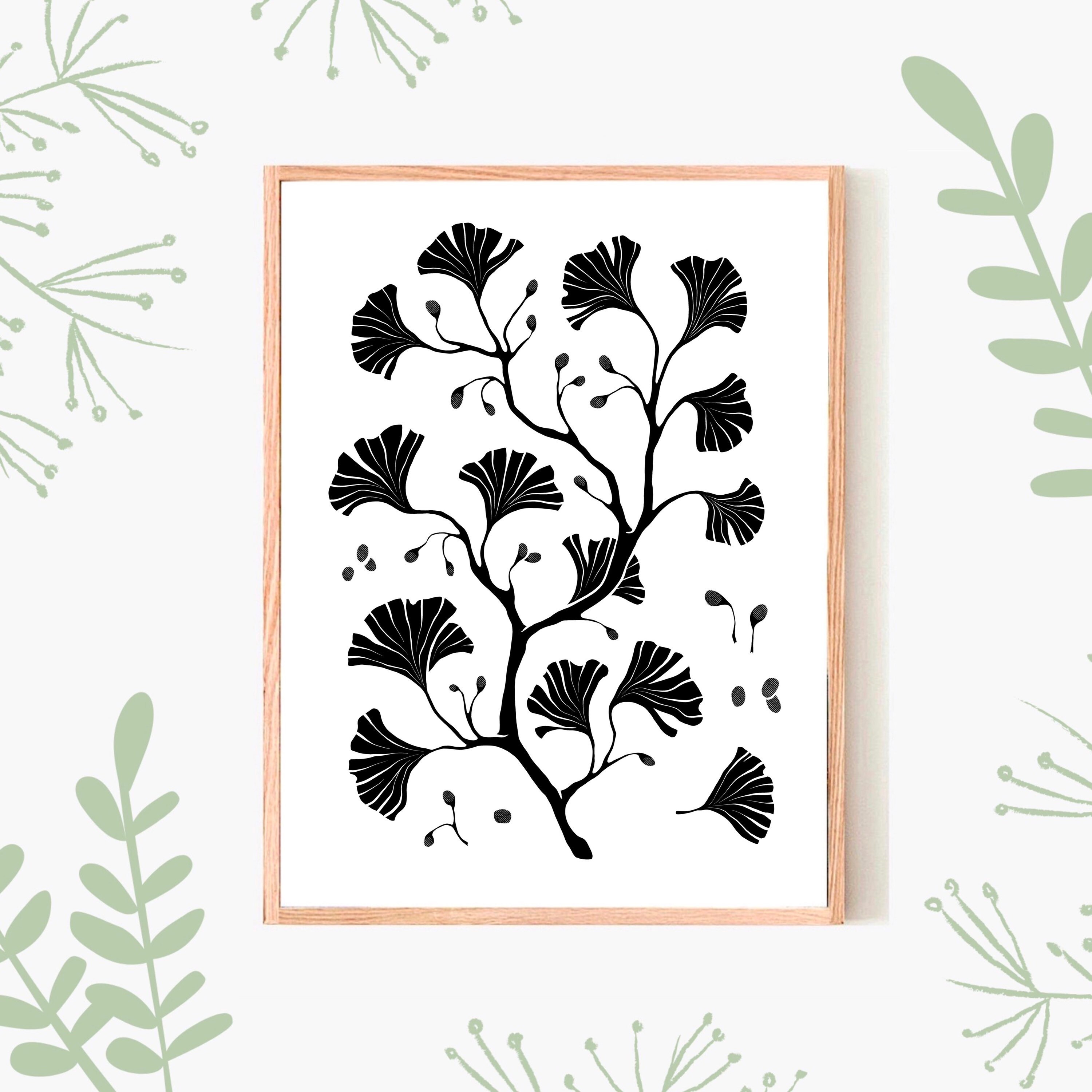 GINKGO LEAF Plant Wall Art Nature Art Print Botanical | Etsy