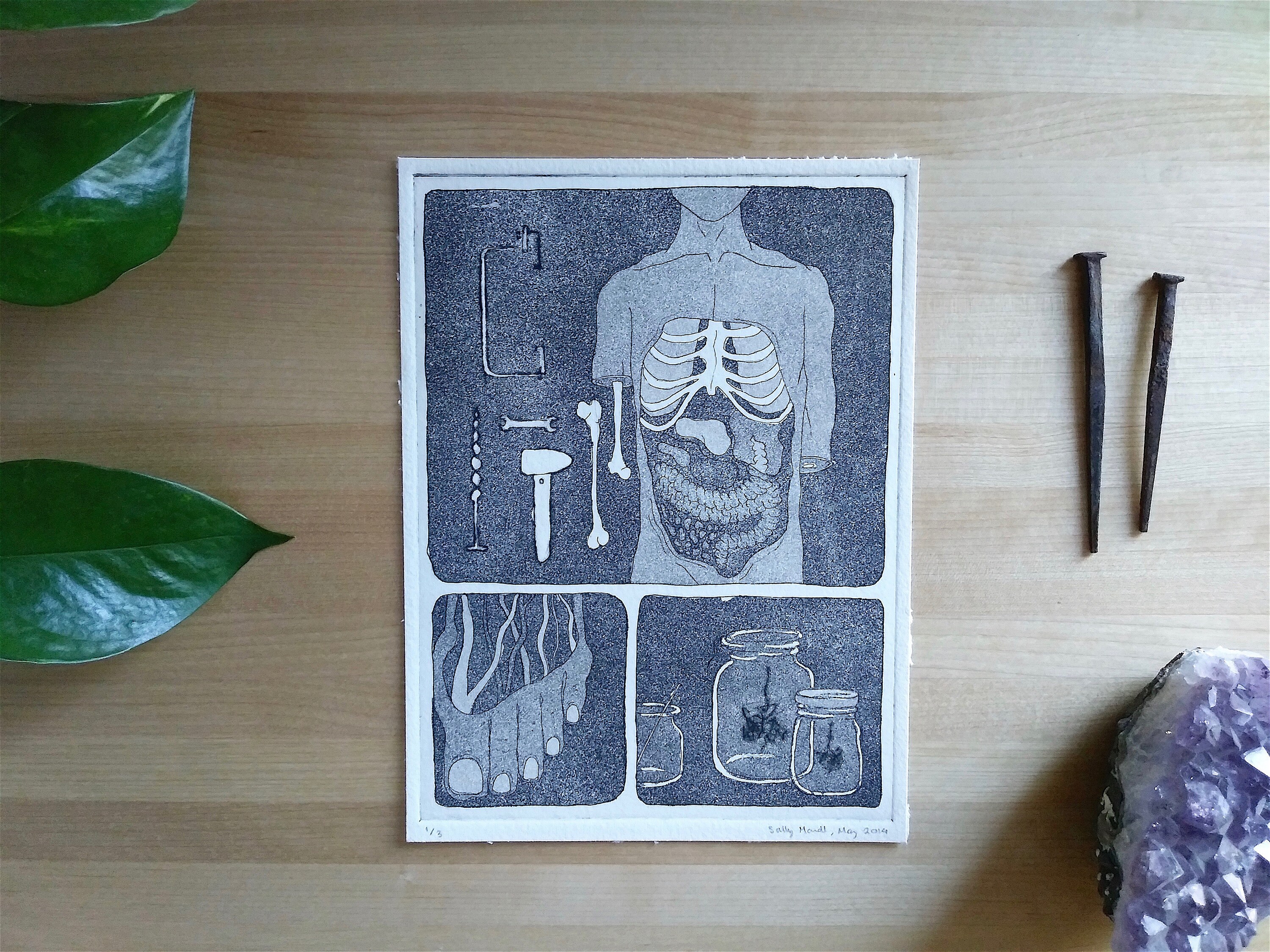 ANATOMY ETCHING PRINT | Aquatint Impression | Surreal Intaglio Print ...