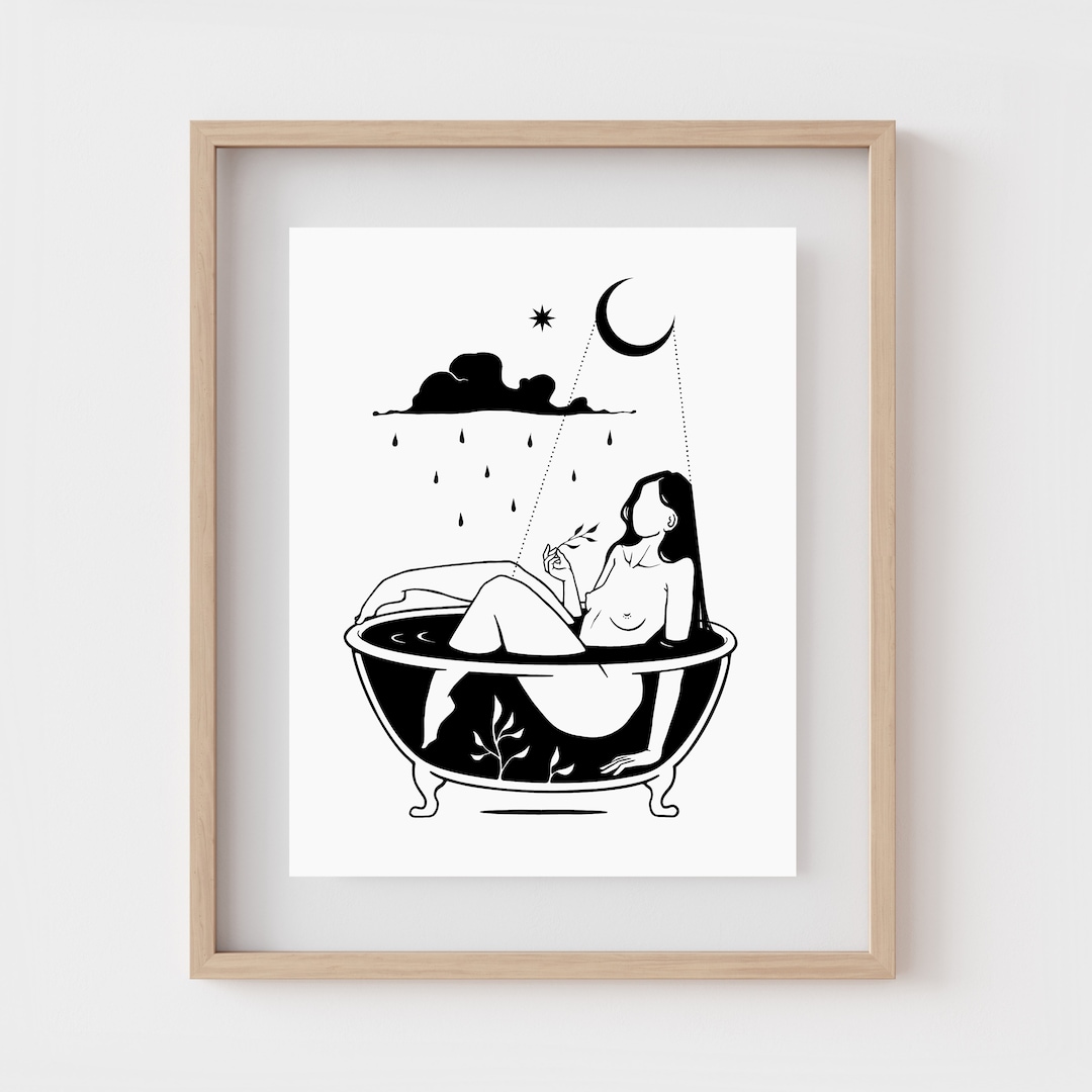 BATHING BEAUTY | Woman in Bath Wall Art | Surreal Bathroom Decor ...