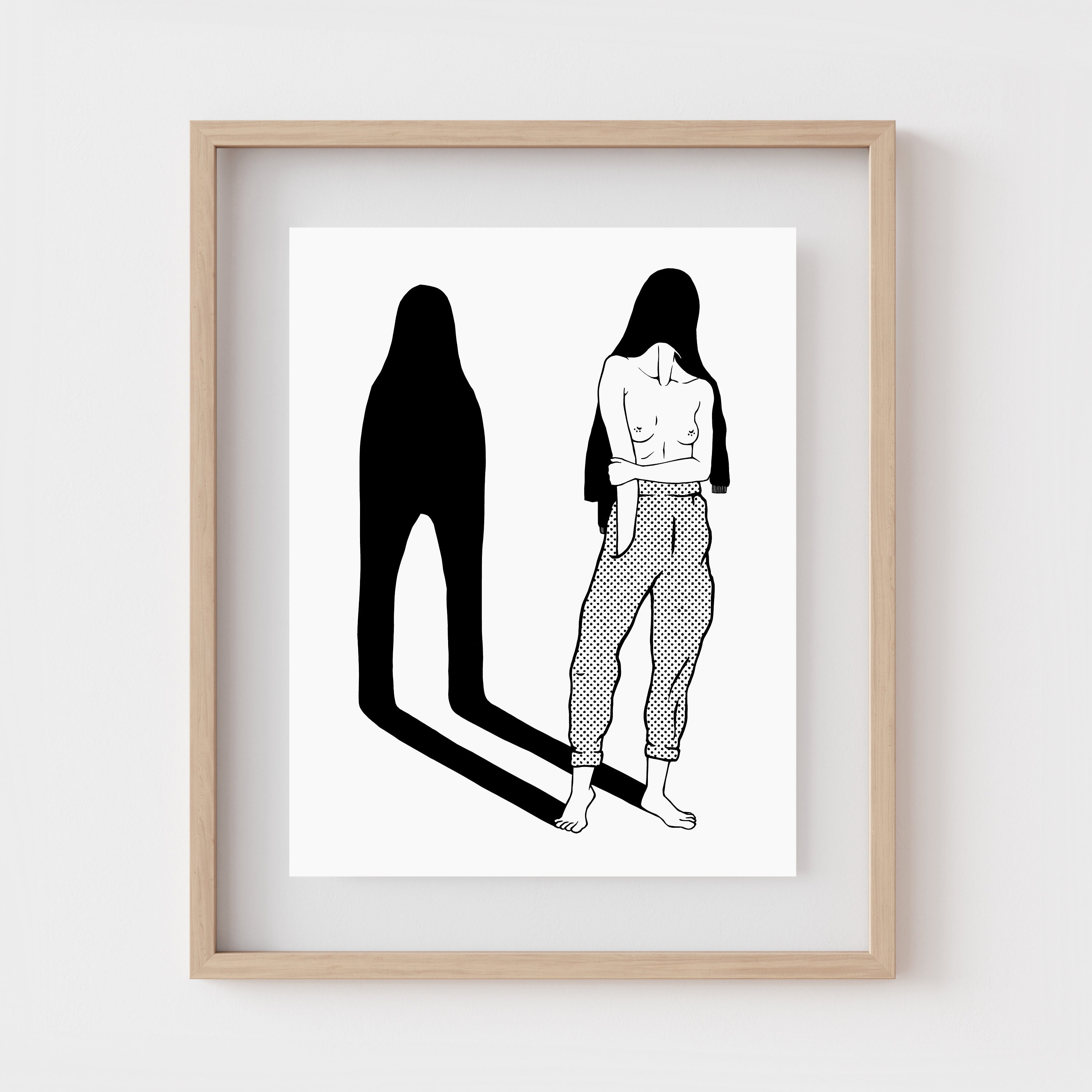 SHADOW Topless Girl Art Print Feminist Home Decor Boob - Etsy