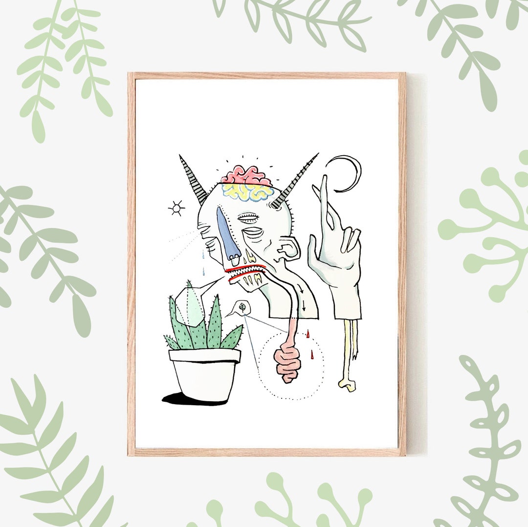 LIAR Weird Surreal Art Print Strange Art Print Dark Satanic Wall Art ...