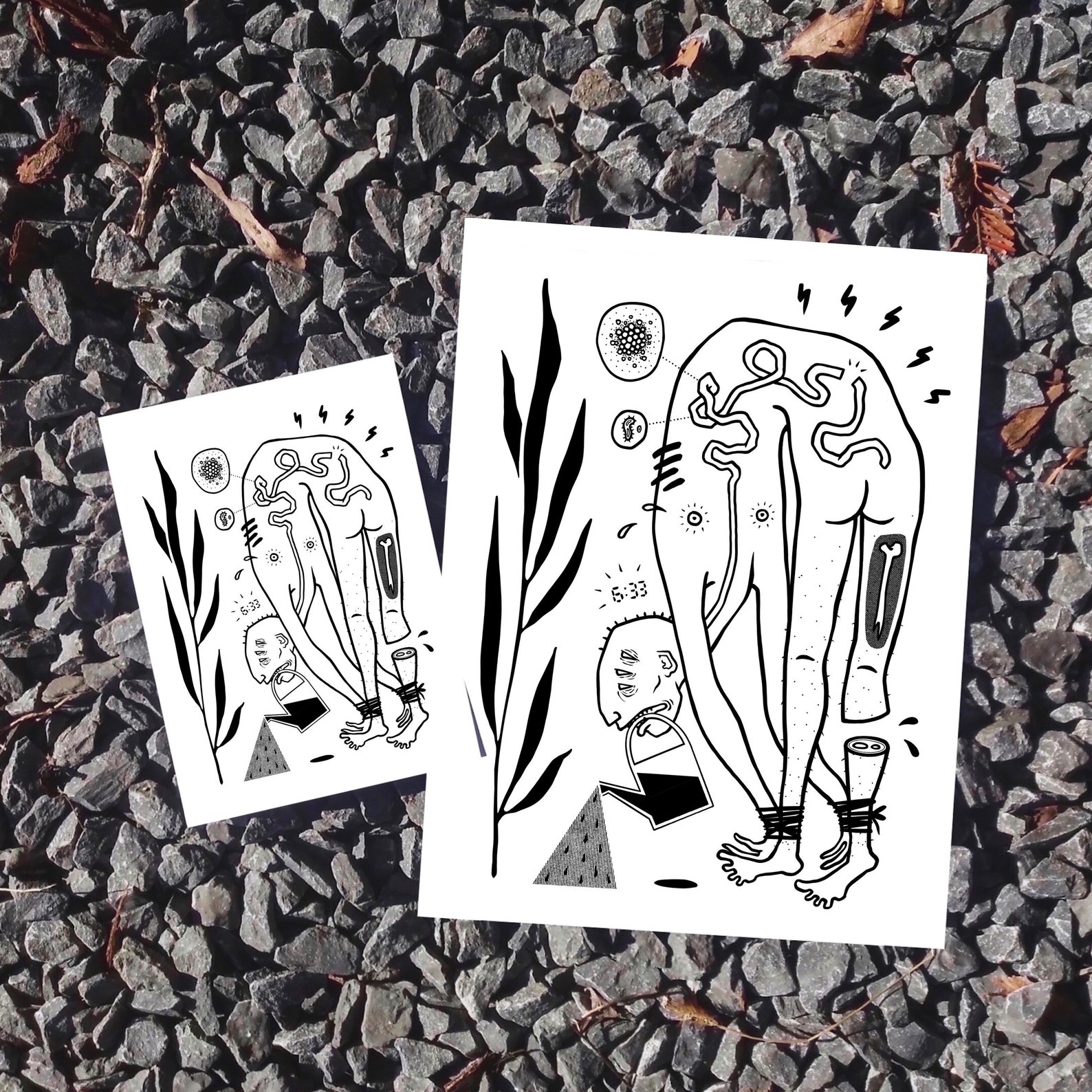 SOIL SLAVE Weird Surreal Art Print Strange Line Drawing - Etsy