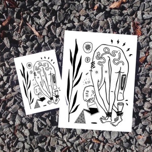 SOIL SLAVE Weird Surreal Art Print Strange Line Drawing Weird Wall Art ...