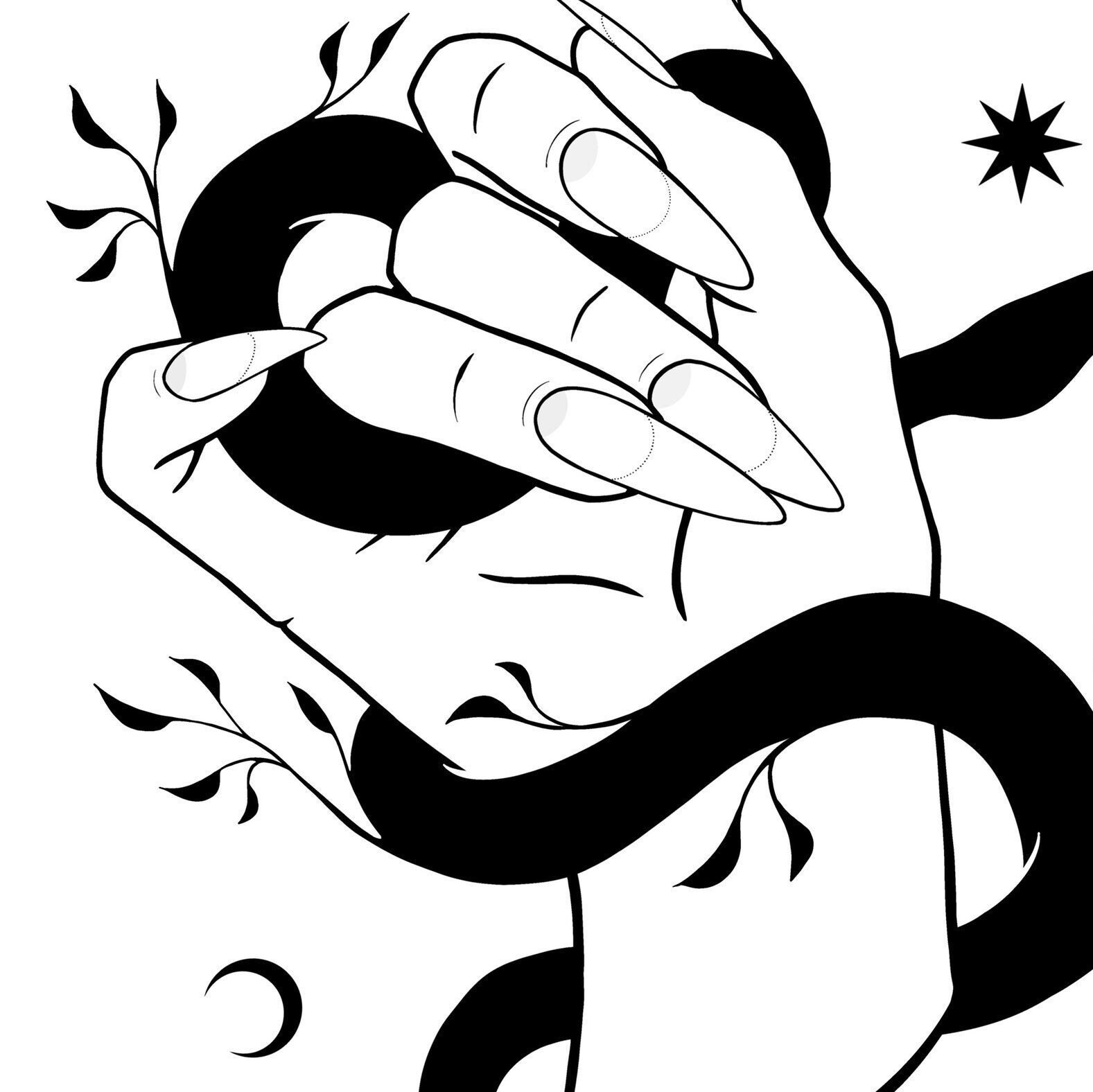 SNAKE | Line Art Print | Witchy Hand Art | Witchy Decor | Snake Wall ...