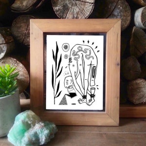 SOIL SLAVE Weird Surreal Art Print Strange Line Drawing Weird Wall Art ...
