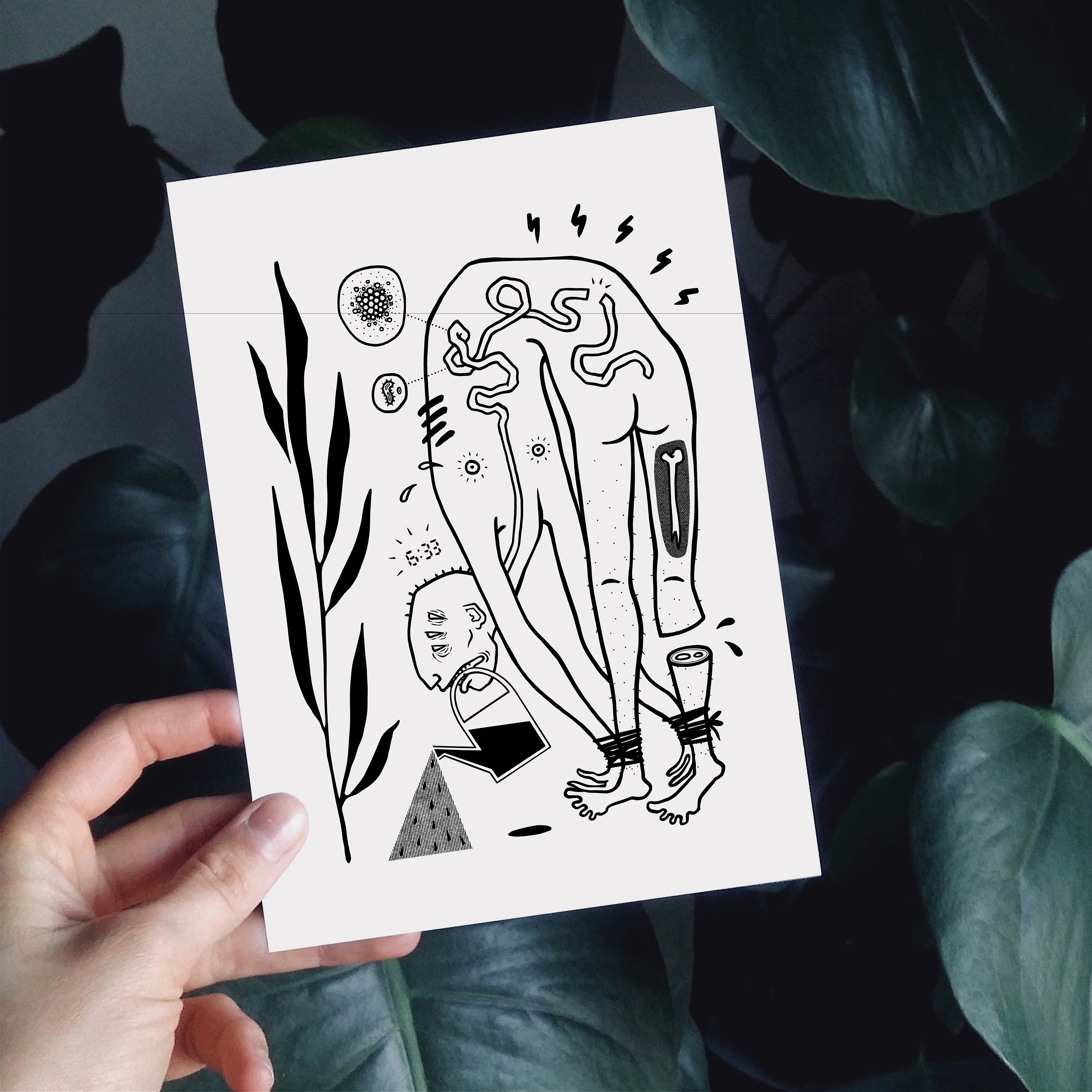 THE FARMER | Weird Surreal Art Print | Strange Line Drawing | Bizarre ...
