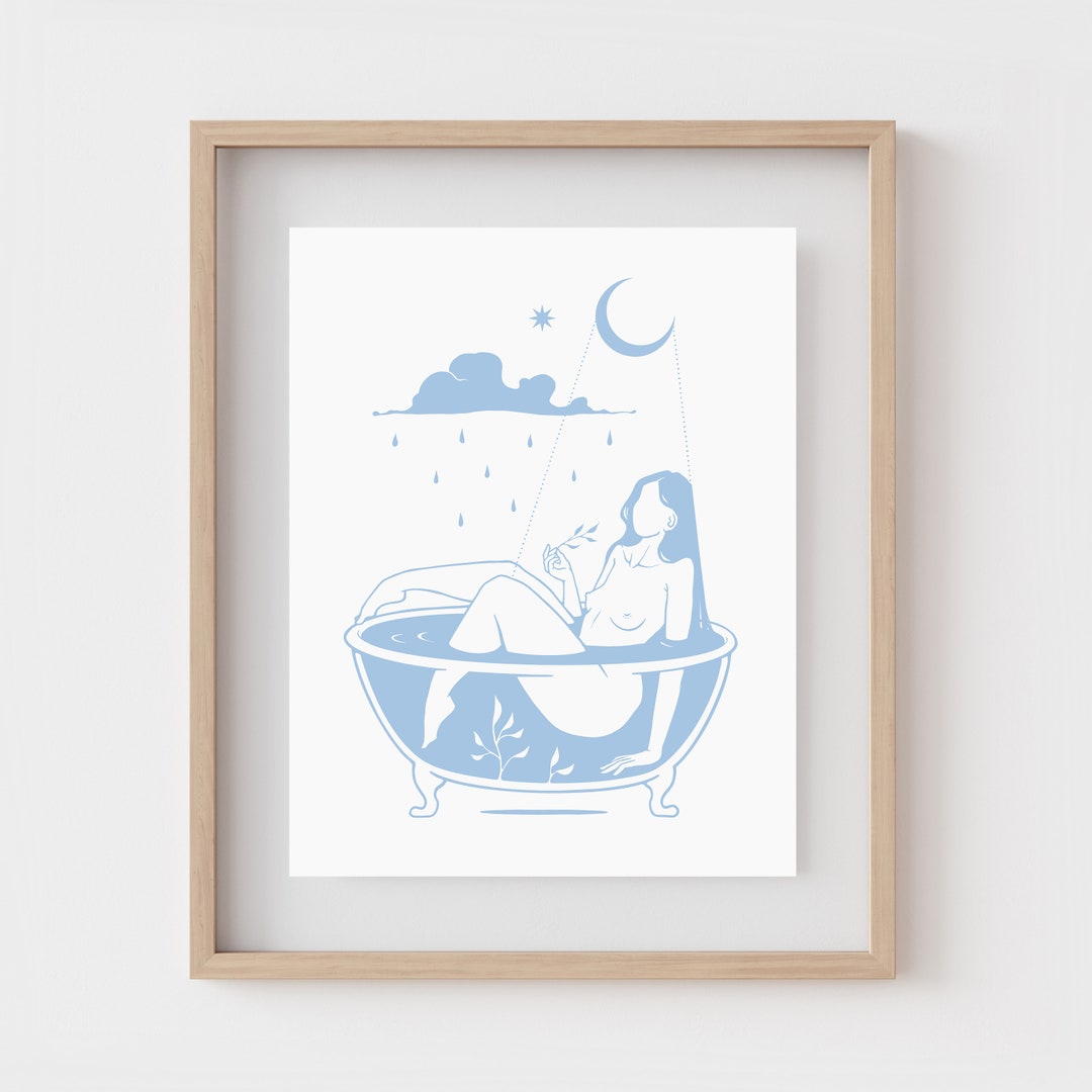 BATHING BEAUTY Woman in Bath Art Print Feminist Bathroom - Etsy