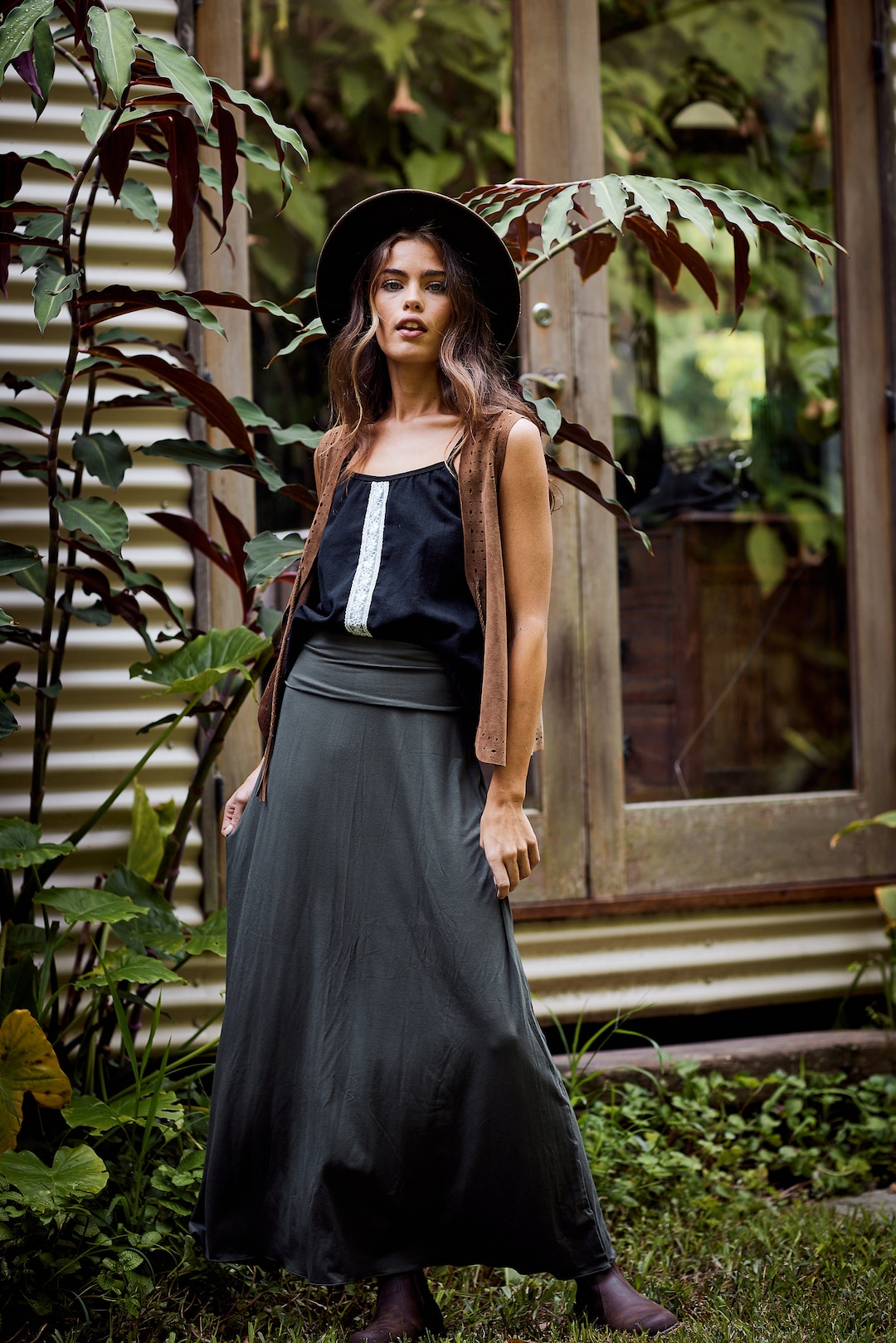 Bella Long Bamboo Skirt | Roll-band Long Skirt | Bamboo Skirt ...