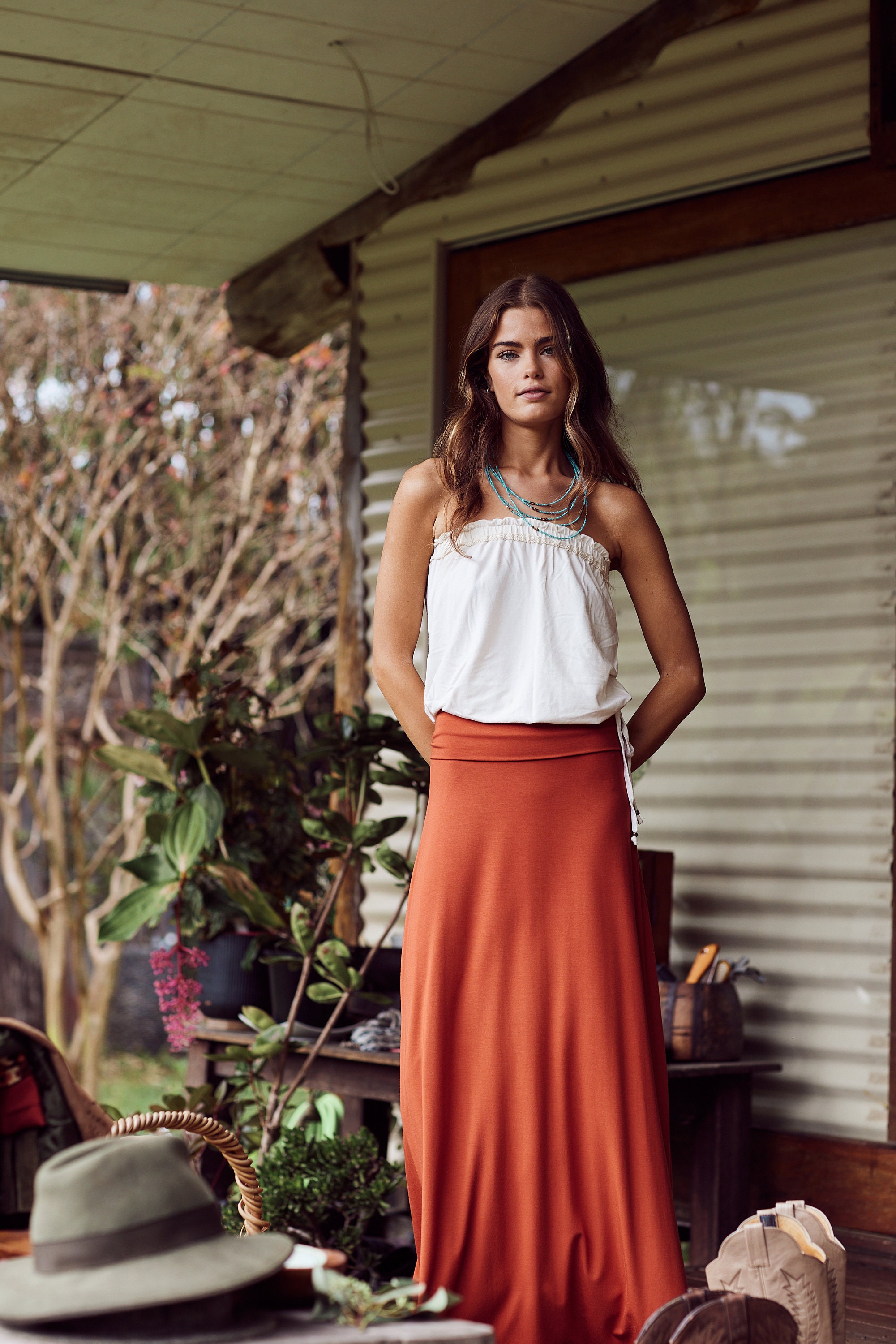 Bella Long Bamboo Skirt | Roll-band Long Skirt | Bamboo Skirt ...