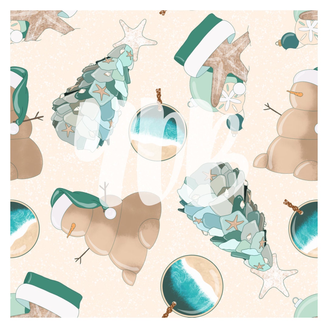 Beach Christmas Seamless Pattern - Etsy