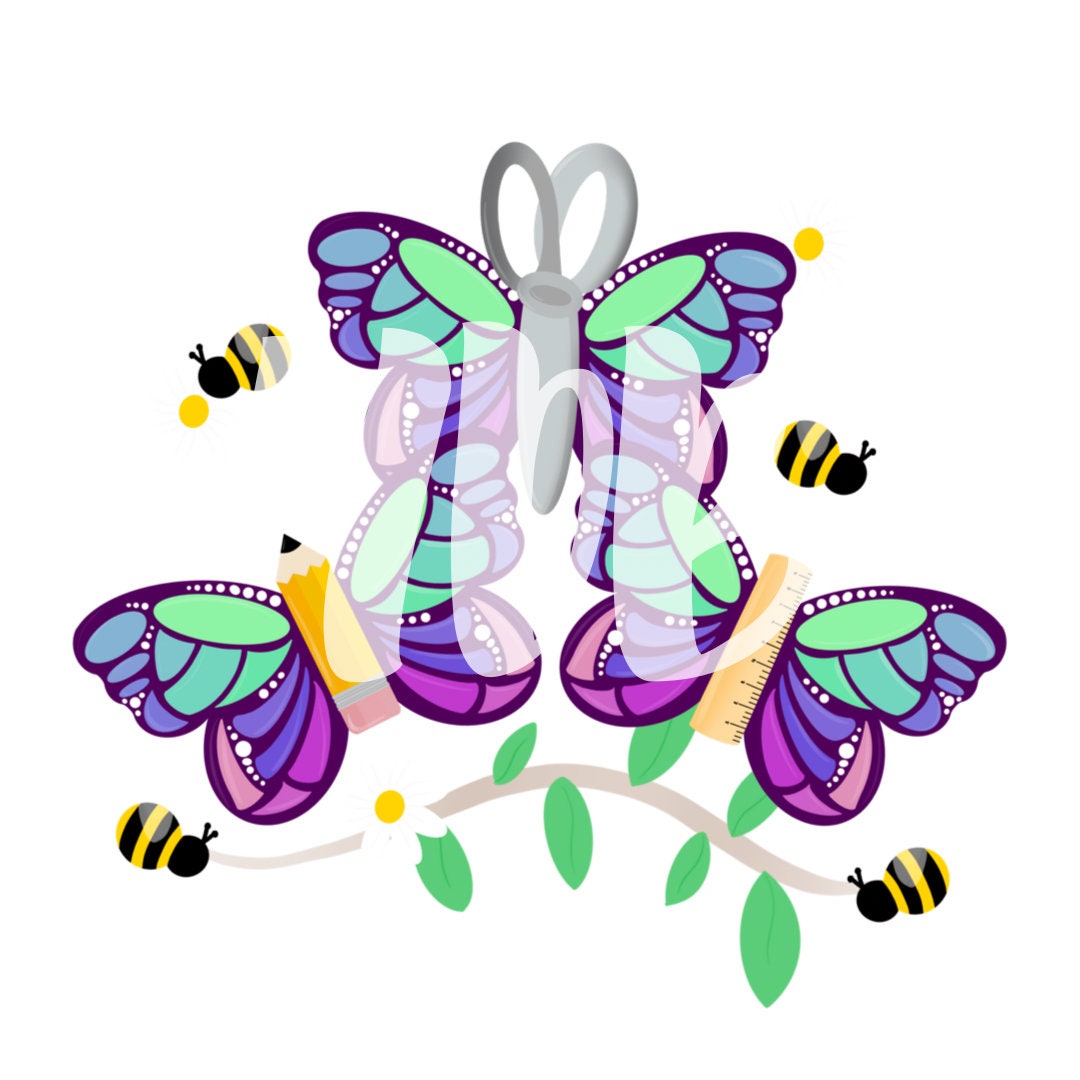 Butterflies School Supplies Design - Etsy