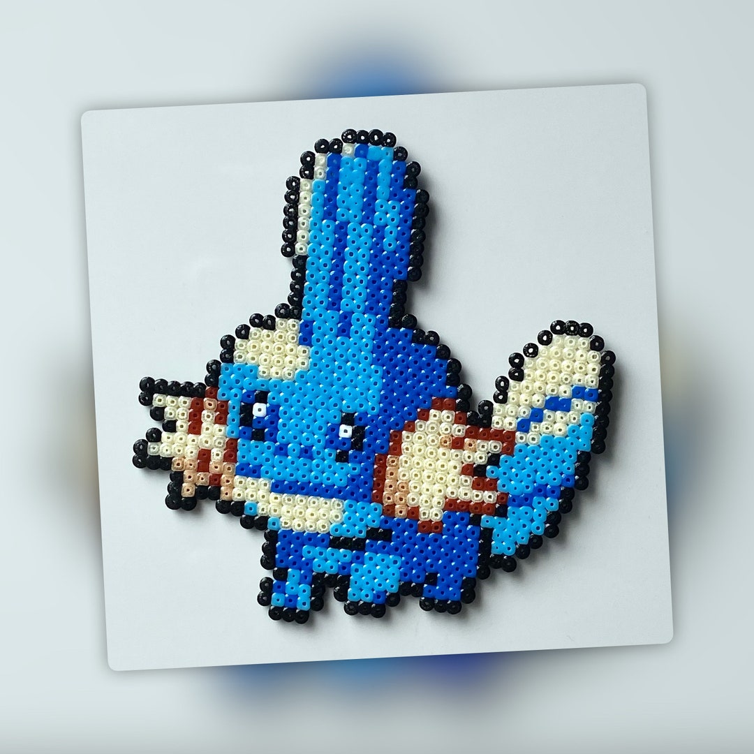 Mudkip (pokemon) Mini Hama Bead - Wall Art - With Stand - Cake Topper ...