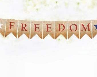 4th of July FREEDOM Banner Printable Instant Download - Etsy