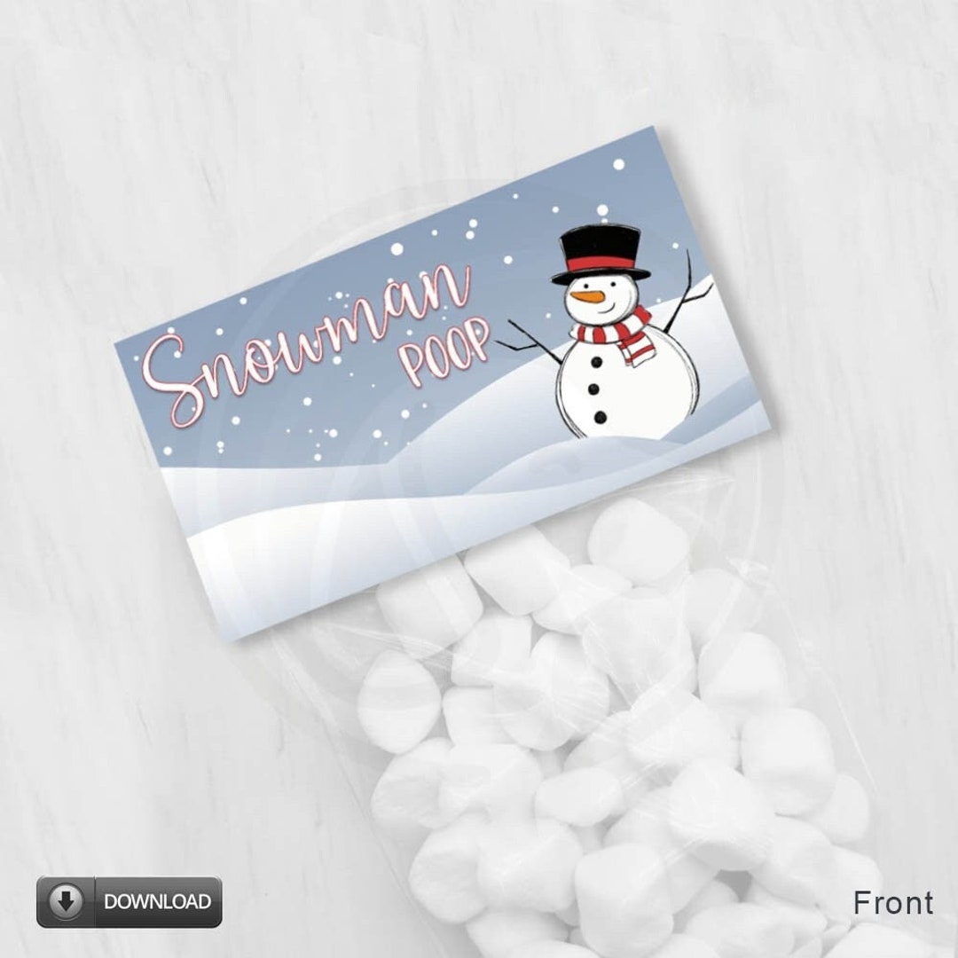 Christmas Printable Snowman Poop Treat Bag Toppers, Funny Stocking ...
