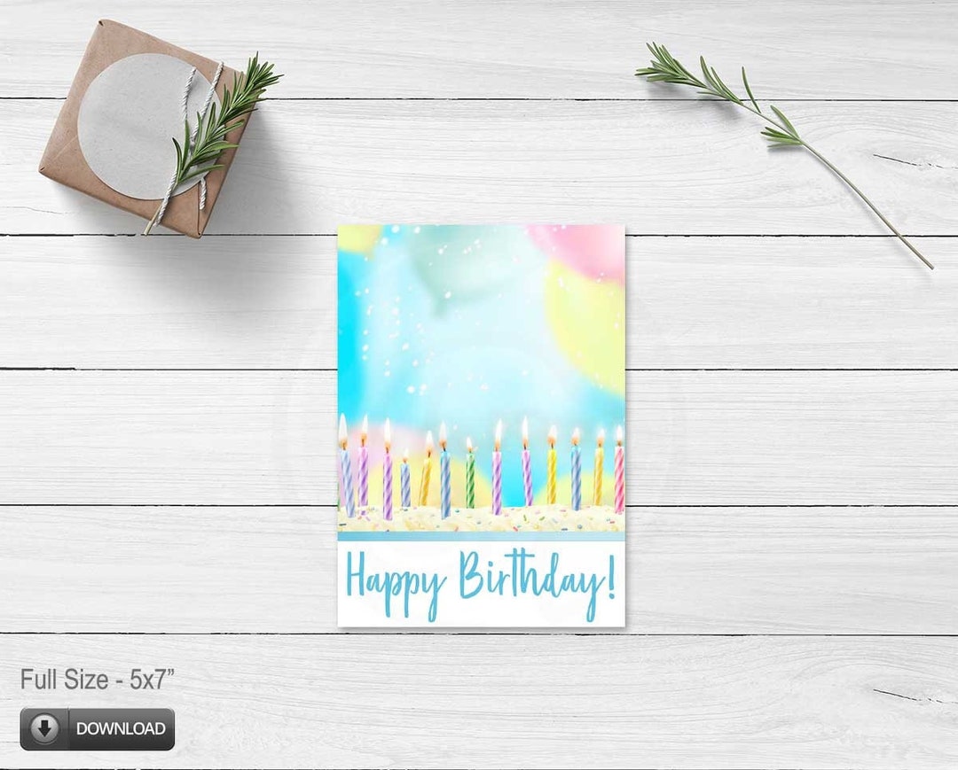 Printable Large Happy Birthday Cookie Card, Birthday Cake Printable 5x7 ...
