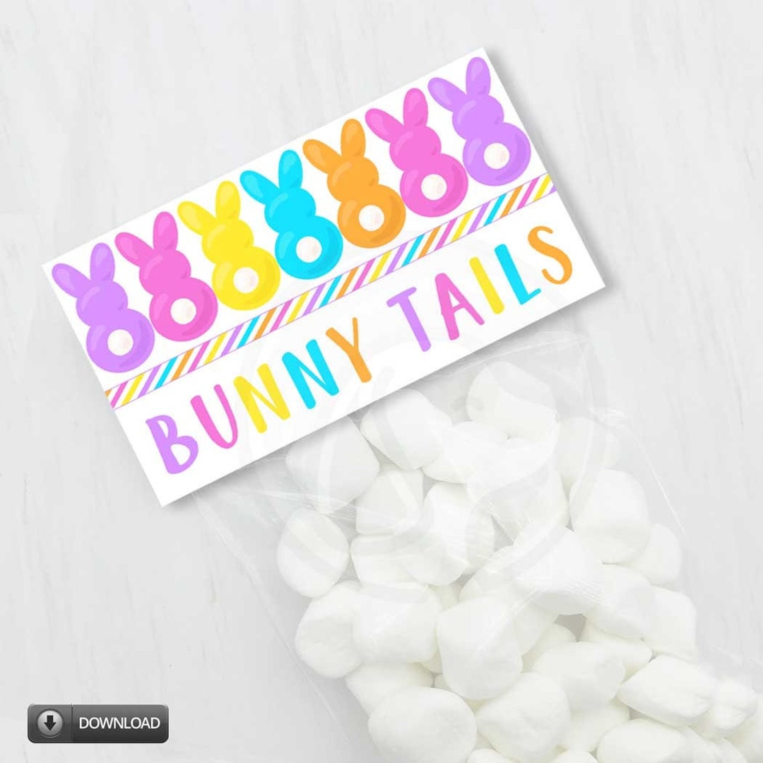 Easter Bunny Tails Printable Bag Toppers, Kid's Easter Party Favor Bags ...