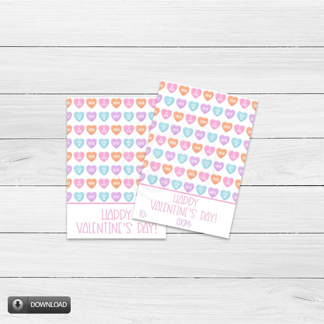 Valentine's Day Cookie Card, Conversation Heart Mini 3.5x5 Cookie Card ...