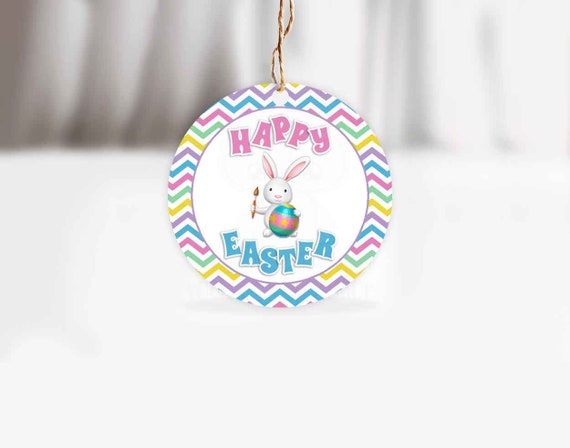 Easter Bunny Printable Round and Square Gift Tags Easter | Etsy