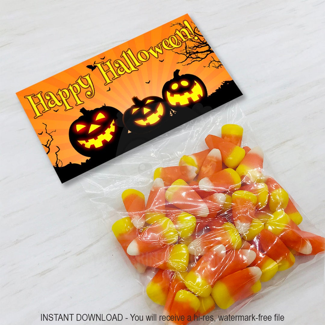 Halloween Party Treat and Candy Bag Toppers, Trick or Treat Pumpkin ...