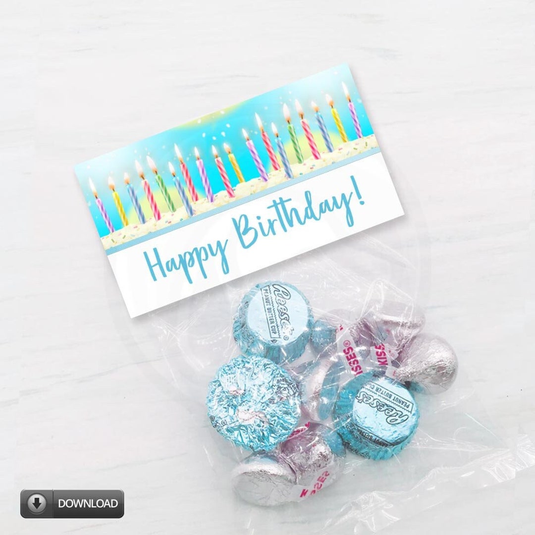 Printable Birthday Treat Bag Toppers Birthday Cake Candle - Etsy