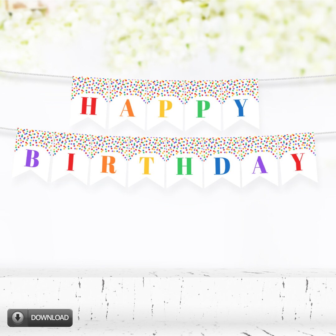 Printable Happy Birthday Banner, Birthday Party Decorations for Him or ...