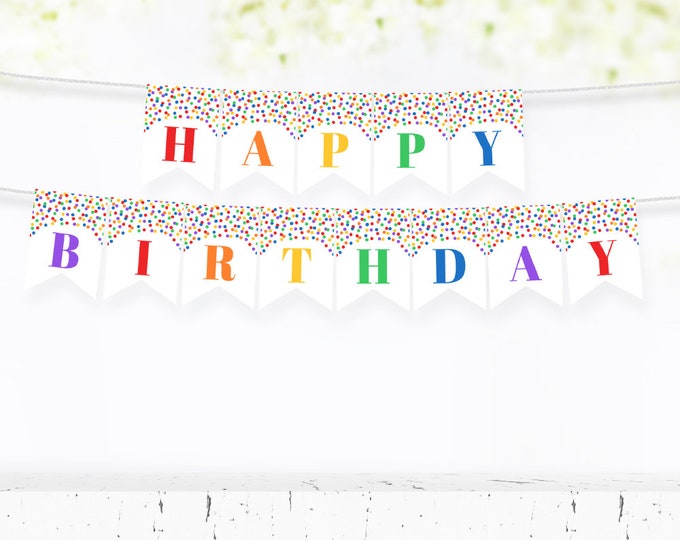 Printable Happy Birthday Banner Birthday Party Decorations - Etsy